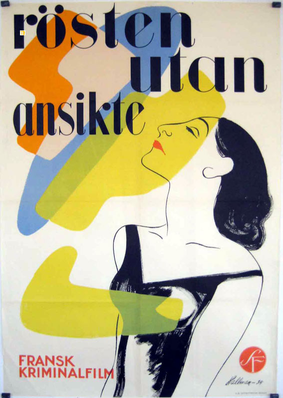 "ROSTEN UTAN ANSIKTE" MOVIE POSTER - "MORDEREN UTEN ANSIKT" MOVIE POSTER